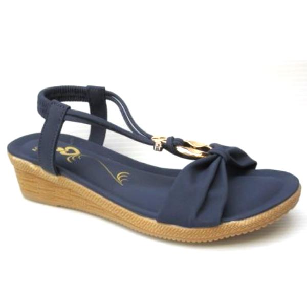 Michaela La Spada のお洒落なウエッジのシンプルなデザインのサンダル。■商品名：Michaela La Spada FR2215■色：ネイビー■サイズ感：M(23〜23.5cm)/L(24〜24.5cm)/LL(24.5〜2...