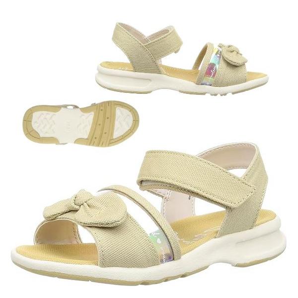 「ムーンスター」のキッズ&amp;ジュニアの超軽量サンダル。■商品名：ムーンスター MF S009C■色：ベージュ■サイズ感：個人差はございますが標準サイズです。■片足重量：85g（16cmサイズ）■素材：合成皮革＋合成繊維/合成底