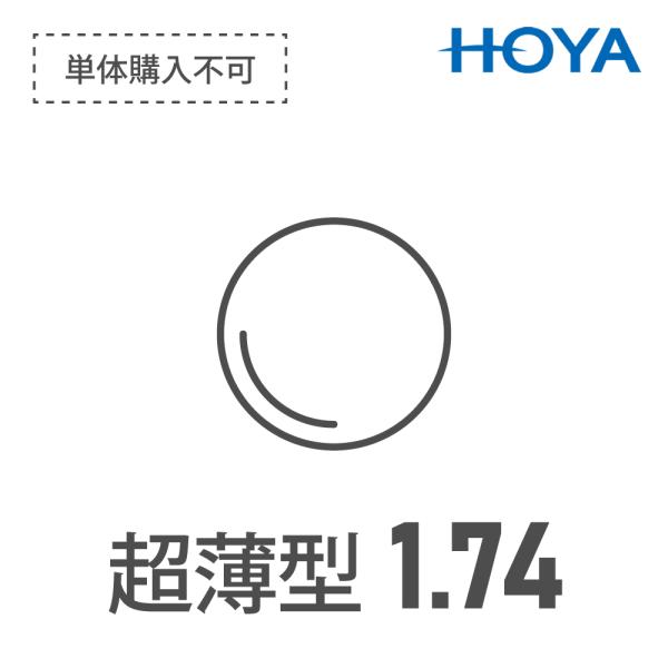■ブランド ： HOYA■オプション内容 ： 超薄型にアップグレード　1.60 → 1.74■コメント ： 球面度数（S）、乱視度数（C）を合計して-7.00以上の人におすすめ■対応不可 ： フェニックスは対応不可