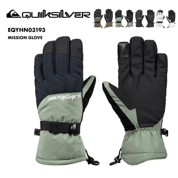 QUIKSILVER/クイックシルバー メンズ スノー 5指グローブ MISSION GLOVE 2024-25 SNOW EQYHN03193しっかり雪をガードする10,000mm耐水機能のグローブは、ミトン型と比べて手元の操作性に優れ、...