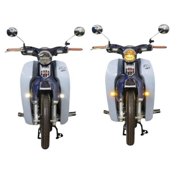 小型のフォグランプM1は結線方法によってホワイト/イエローの選択ができる新タイプ。スイッチはミラーとの共締めに対応した新タイプ。取付けに必要なアイテムをすべて含めたセット商品です。以前からフォグランプが欲しいと要望されていたスーパーカブC1...