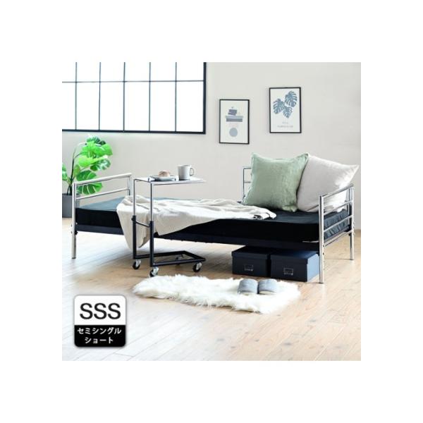 カラー:BKSV ベッドソファ デイベッド ソファ ベッドフレーム ロータイプ ショート セミシングル パイプベッドフレーム スチールベッド 高さ調整 低い コンパクト 黒 187 83 JK-PLAN