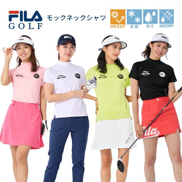 FILA レディース モックネック シャツ 半袖 ハイネック 吸汗速乾 FILA レディース モックネック シャツ 半袖 ハイネック 吸汗速乾