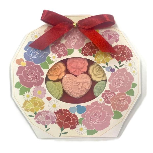 母の日におひとつ添えてカーネーションのさぬき和三盆くちどけが良くお抹茶とも相性抜群です原材料名：和三盆（香川県産）内容量：６個　賞味苦言：2027.03.19　製造者：ばいこう堂