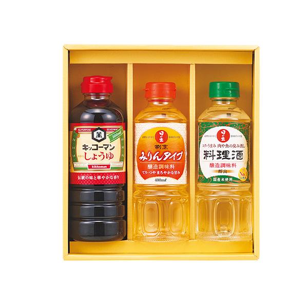 ▼こちらの商品は、10営業日程度にて発送いたします。【商品説明】●商品内容：キッコーマンこいくちしょうゆ500ml・日の出（料理酒・割烹みりんタイプ）各400ml  【小麦】●箱サイズ：25.5×横23×高さ7.5cm●生産国：日本※メーカ...