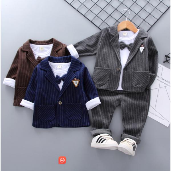 セット内容：ジャケット、パンツ、シャツ【サイズ】80-90-100-110CM素材：ボリエステル、綿生産国：中国商品説明:セレモニースーツ ベビー服 子供服 キッズ フォーマル スーツ 男の子 タキシード 出産祝い ギフト 記念品 １歳 ２...
