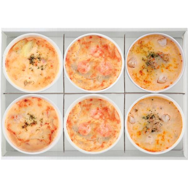賞味期間：冷凍90日内容：シュリンプマカロニグラタン120g×2、ポテトグラタン、チキンドリア135g×各2（カタログ番号：1042）