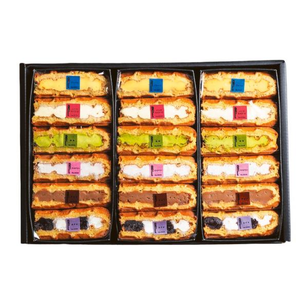 賞味期間：冷凍7日内容：ワッフルケーキ（プレーン、バニラカスタード、抹茶、ストロベリー、チョコ、あずき×各3）（カタログ番号：0089）