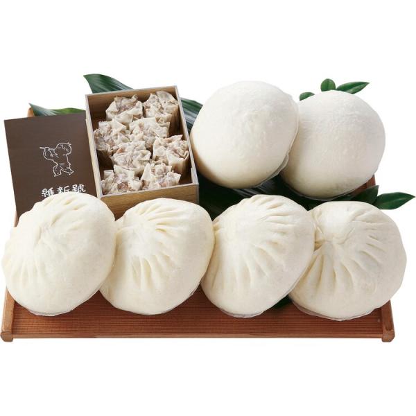 賞味期間：冷蔵6日内容：肉まん180g×4、あんまん160g×2、シューマイ23g×8（カタログ番号：1053）