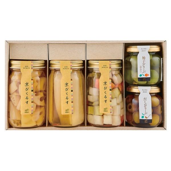 賞味期間：90日以上内容：だしおりーぶ、柚子おりーぶ各50g、マスタードれんこん110g、彩りぴくるす、すぱいす長いも各120g（カタログ番号：1211）