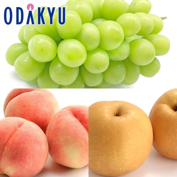 産地：もも（福島県産他）、なし（茨城県産他）、ぶどう（山梨県産他）重さ：約1.8kg等級：もも・梨：秀クラス（16〜18玉サイズ）ぶどう：秀クラス（2Lサイズ）内容：福島県産他もも×3玉茨城県産他梨×2玉山梨県産他シャインマスカット×1房