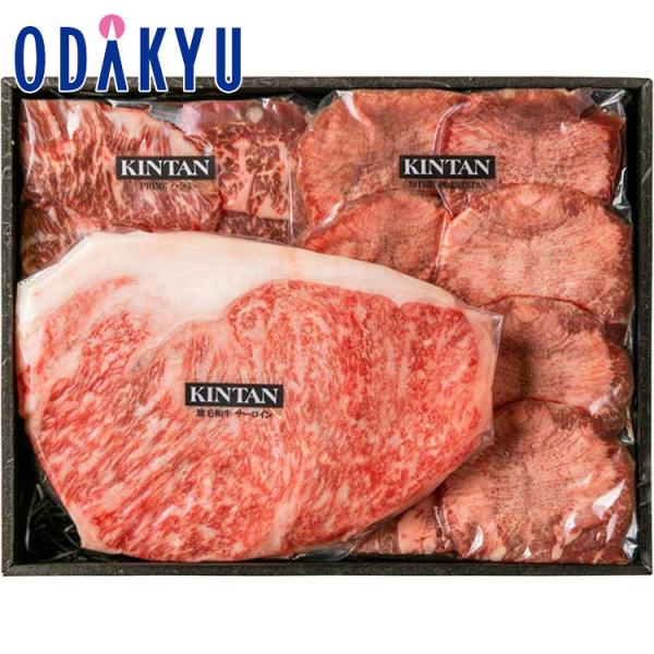 重さ：約1.8kg箱サイズ：28.0×29.0×17.5(cm)消費期限：冷蔵5日内容：30日間熟成KINTAN(米国産) 160g／プライムハラミ(米国産) 150g／黒毛和牛サーロイン 200g／特製キムチ 200g／焼肉のタレ／冷麺セ...