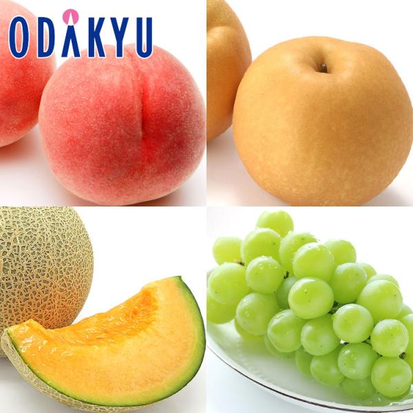 賞味期限：冷暗所で保存し、お早めにお召しが利ください産地：福島県（もも）千葉県他（なし）北海道他（メロン）山梨県他（ぶどう）重さ：約2.4kg等級：秀内容：福島県産もも×2玉千葉県産他なし×2玉北海道産他赤肉メロン×1玉山梨県産他シャインマ...