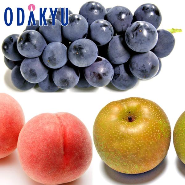 産地：福島県（もも）茨城県他（なし）山梨県他（ぶどう）重さ：約2.9kg等級：なし・もも：秀サイズ：310g以上ぶどう秀サイズ：２L以上内容：福島県産もも×2玉茨城県産他幸水梨×2玉山梨県産他種なし巨峰×1房