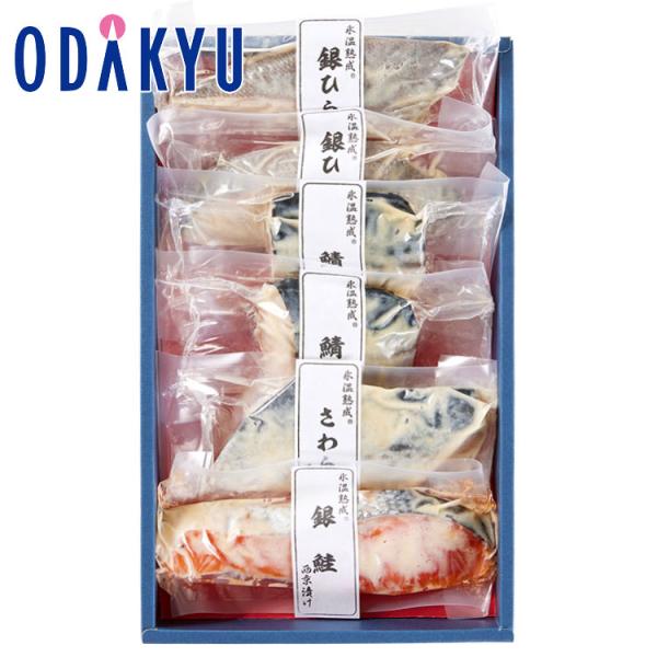 加工地：鳥取県産地：ギンヒラス（ニュージーランド他）、サワラ（国産他）、サバ（ノルウェー他）、ギンサケ（チリ）重さ：約0.7kg箱サイズ：20×33×4.5(cm)賞味期間：出荷日より60日間内容：銀ひらす西京漬け60g×2、鯖西京漬け60...