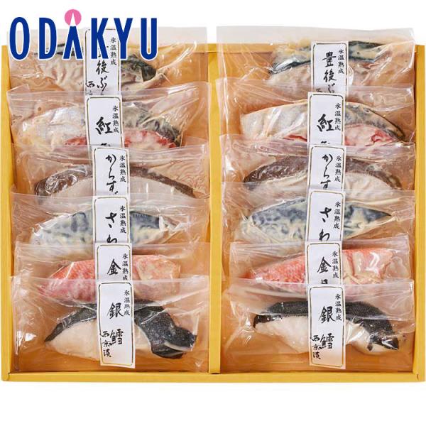 加工地：鳥取県産地：ギンダラ（アメリカ）、サワラ（韓国他）、ベニサケ（アメリカ他）、カラスガレイ（ドイツ他）、キンメダイ（ニュージーランド他）、ブリ（養殖：大分県）重さ：約1.3kg箱サイズ：33×41×4.5(cm)賞味期間：出荷日より6...