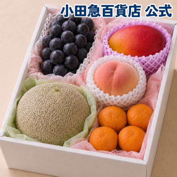 内容：山梨県産他もも（約250g）×１玉山梨県産他種なし巨峰（約400g）×1房宮崎県産他完熟マンゴー（約250g）×1玉北海道産他青肉メロン（約800g）×1玉愛知県産他温室みかん（約90g）×5玉（カタログ番号：2789）