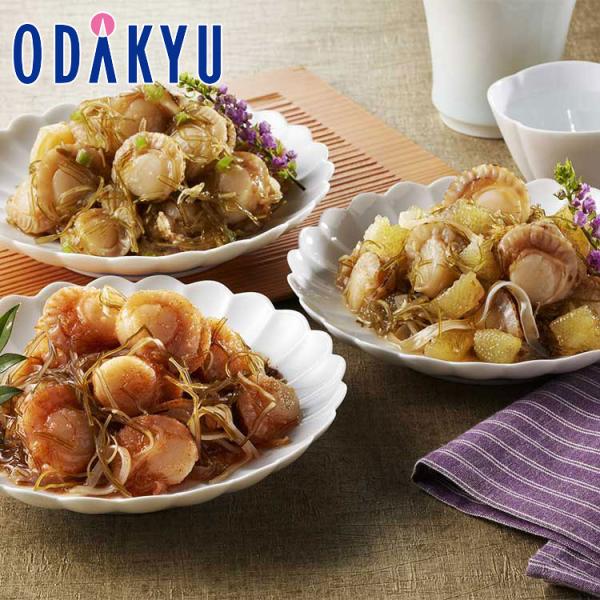 加工地：日本重さ：0.5kg箱サイズ：20×20×4.5cm賞味期限：製造日より90日間内容：ほたて入り明太松前・ほたて松前・ほたてわさび昆布入 各120g