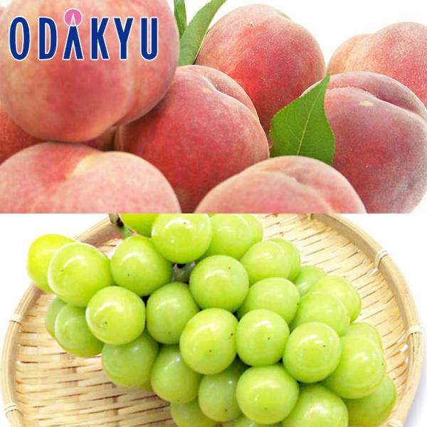 重さ：約2.8kg内容：岡山県産旬の桃、福島県産旬の桃（合計6〜8玉／1.8kg）、山梨県産・長野県産・岡山県産シャインマスカット（各1房／350g以上）