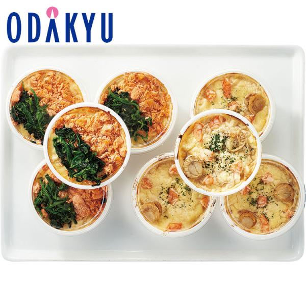 賞味期間：冷凍90日内容：エビと帆立のグラタン、鮭とほうれんそうのグラタン120g×各4