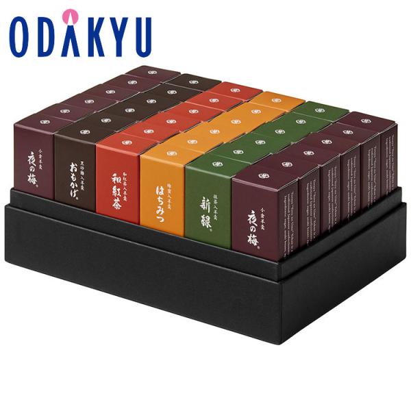 箱サイズ：18.2×13.0×8.8(cm)賞味期間：製造から常温1年内容：夜の梅 50g12本、おもかげ・新緑・はちみつ・和紅茶 50g各6本