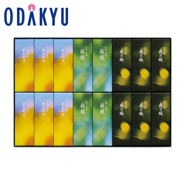 内容：夜の梅、おもかげ50g×各6、新緑50g×4