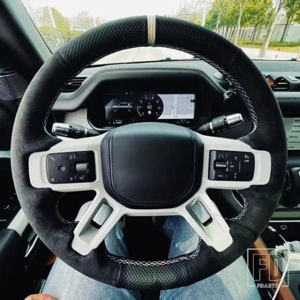 ランドローバー 黒革スエードラップディスカバリー 5 ディフェンダー 2020-23 手縫製ステアリングホイールカバー■仕様 【爆買】重要な化学物質:なしサイズ:25 * 10 * 5特殊機能:四季汎 直径:38cm重量:0.2kg高さ:5...