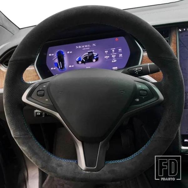 テスラ カスタムステアリングホイールカバー DIY ソフトスエード革編組モデル S モデル X 2012-2021 オートインテリア■仕様 【爆買】重要な化学物質:なしサイズ:25 * 15 * 6特殊機能:オールシーズンの運転で汗を快適に...