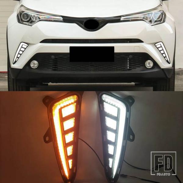 C-HR CHR 2016-2019 1ペア LED DRL デイタイムランニングライト ダイナミックイエローウィンカーフォグランプ付き■仕様 【爆買】高懸念化学物質:なし機能:LED DRLタイプ:デイライト電圧:12Vルーメン:800L...