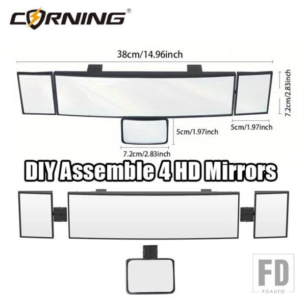 CORNING 37.85cm HD広角バックミラー360°調整可能死角軽減機能付き-乗 車トラックSUVに最適■仕様 【爆買】高懸念化学物質:なし原産国:中国