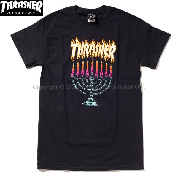THRASHER MENORAH S/S TEE black スラッシャー TシャツSIZE S　,M　,L　,XL（cm）着丈　　71.1、73.7、76.2、78.7身幅　　45.7、50.8、55.9、61.0