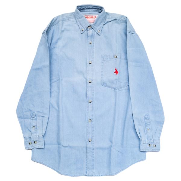 ODDBALL ORIGINAL BD DENIM L/S SHIRT wash indigo オッドボール オリジナル ボタンダウンシャツ90年代のあのシルエットBAGGY PANTSとの相性抜群ODDBALL BIG TAGとポケットに...