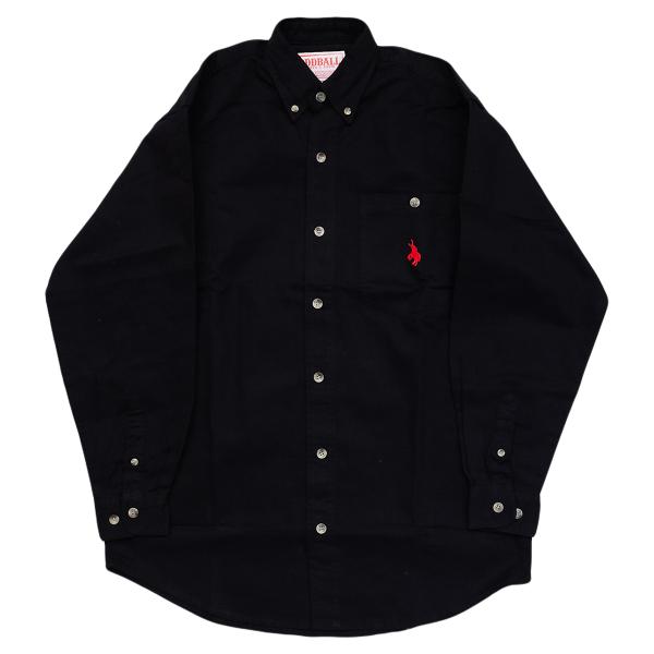 ODDBALL ORIGINAL BD DENIM L/S SHIRT black オッドボール オリジナル ボタンダウンシャツ90年代のあのシルエットBAGGY PANTSとの相性抜群ODDBALL BIG TAGとポケットにエレファント...