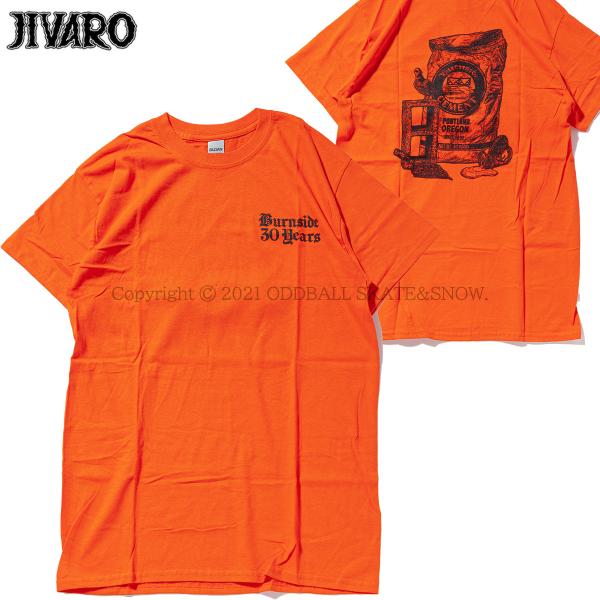 JIVARO BURNSIDE 30 YEAR S/S TEE orange ジバロ TシャツSIZE　M　L　XL肩幅　約48cm、約53cm、約58cm身幅　約51cm、約55cm、約61cm着丈　約68cm、約74cm、約78cm
