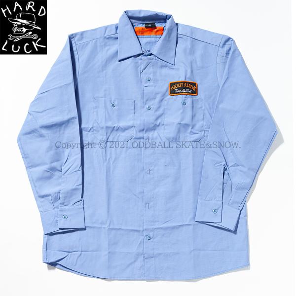 HARD LUCK POOL SERVICE L/S WORK SHIRT blue ハードラック フランネルシャツSIZE　M　L　XL肩幅　約45cm、約48cm　約49cm身幅　約55cm、約57cm、約59cm着丈　約76cm、約7...