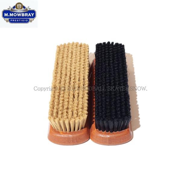 M.MOWBRAY モウブレイ プロブラシプロブラシは毛がしっかりとしていて少し硬めの毛を使用しています。靴クリームを塗った後にクリームを全体に伸ばしたり、皮革に馴染ませたりする際はかたい毛（強い毛）が最適です。コシがある化繊毛は長く使えて...