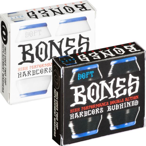 BONES HARDCORE BUSHING SOFT ボーンズ ハードコアブッシュ ソフト数量：4個入り硬さ：81A*ソフトリプレイスメントワッシャー付高反発ウレタンを使用しブッシュ中心にコアが入った二重構造のトラック用ブッシュ通常のブッ...