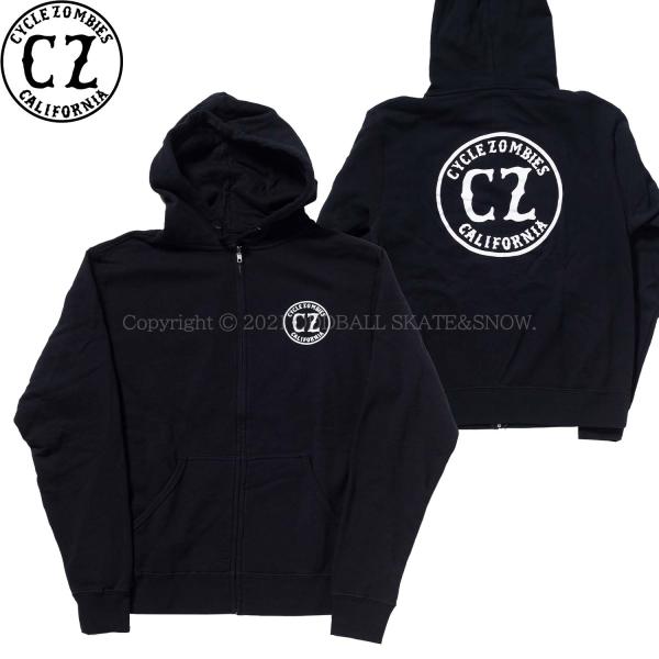 CYCLE ZOMBIES CALIFORNIA Zip Hooded Sweatshirt Black サイクルゾンビーズ ジップパーカーSIZE　M　L　XL肩幅　約49cm、約52cm、約58cm身幅　約52cm、約55cm、約59c...