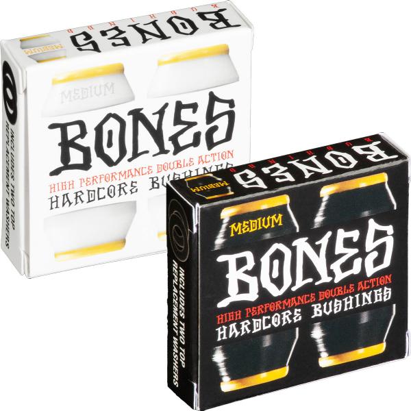BONES HARDCORE BUSHING MEDIUM ボーンズ ハードコアブッシュ ミディアム数量：4個入り硬さ：91A*ミディアムリプレイスメントワッシャー付高反発ウレタンを使用しブッシュ中心にコアが入った二重構造のトラック用ブッシ...