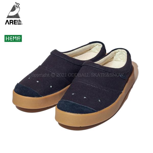 AREth 2023 EARLY SOL Black Gum アース スニーカー ソル サンダルしっかりとした履き心地にリラックスさを追求したAREthらしいサンダルの登場。インナーライニングには肌触りの良いヘンプ素材を使用しているので素足...