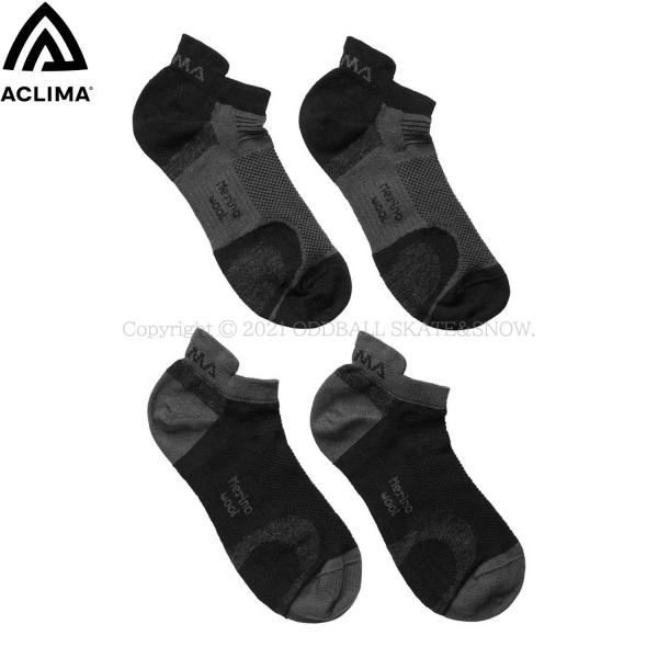 アクリマ アンクルソックス ACLIMA ANKLE SOCKS 2 PACK Jet BlackMATERIAL：68% MERINO WOOL, 30% POLYAMIDE, 2% ELASTANE参考換算サイズ32-35（21.0cm...