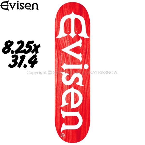 EVISEN SKATEBOARDS 8.25インチ EVI-LOGO RED DEEP CONCAVE エビセン スケートボード ゑ スケボー デッキ8.25 (20.7cm) × 31.4 (79.8cm)こちらのデッキはディープーコン...
