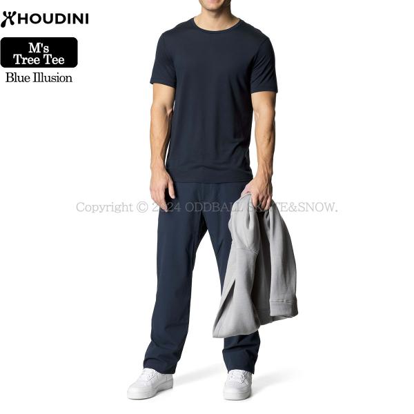 HOUDINI M's Tree Tee Blue Illusion フーディニ ツリーティー TシャツMaterial：Woodland Jersey 100% Tencel重さ：160g採寸データ SIZE /単位:cm XS S M ...