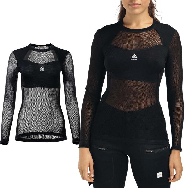 アクリマ ウールネットライト 女性用 長袖 ベースレイヤー ACLIMA WOOLNET LIGHT CREW NECK WOMEN Jet BlackMATERIALmain fabric：100% MERINO WOOL 17.5μ 9...