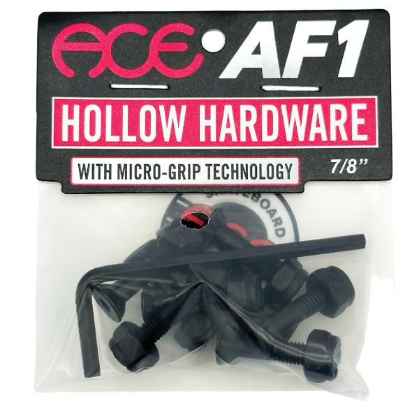 ACE TRUCKS AF1 HOLLOW Bolts w/ Grippers Allen エーストラック ホロー グリップビス・ビスの空洞化によりさらに軽量化が実現（通常のビスよりおよそ18グラム軽い）・ビスの裏側の突起がデッキの表面をと...
