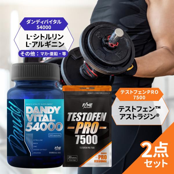 ダンディバイタル54000とテストフェンプロ7500の2点セット。ダンディバイタル54000：L-シトルリン・L-アルギニン・亜鉛・牡蠣エキス・ビタミンミックス、さらに独自成分「酵素分解マカ」を配合。圧倒的配合量を実現した国産サプリです。テ...