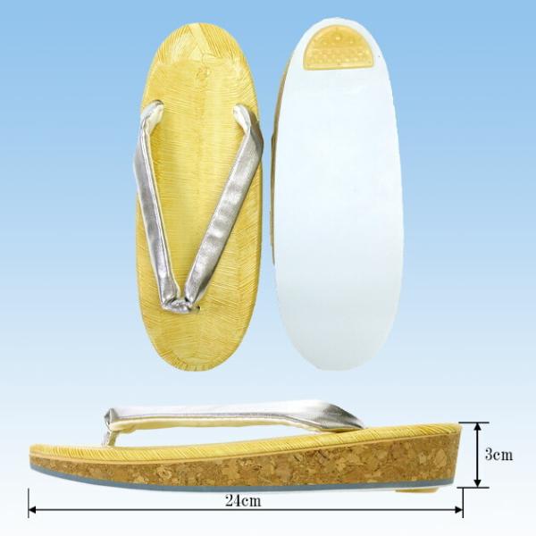 【品質表示】●商品名：草履●商品番号：nz-no.12-gindera●素材表：ビニール/底：コルク(キルク)、鼻緒：ビニール/シルバー●サイズMサイズ:長さ約23.5cm×約巾7.5cm×約高さ3cmLサイズ:長さ約23.5cm×約巾8....