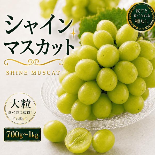 産地名： 山梨/大阪/岡山/福岡/香川/長野など品種名： シャインマスカット内容量： 約700g~1kg【商品説明】＼ シャインマスカット ／◆種なしで皮ごと食べられる・種がないため、面倒な種取り不要。・薄い皮ごとそのままお召し上がりいただ...