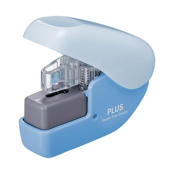 ■針なしホッチキス■とじ枚数：約４枚■色：ブルー■寸法：幅３２×奥７４×高６６ｍｍ■質量：７０ｇ■とじ枚数：ＰＰＣ用紙約２〜４枚（６４ｇ／ｍ２紙）■軽とじ機構