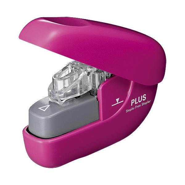 ■針なしホッチキス■とじ枚数：約６枚■色：ピンク■寸法：幅３３×奥８３×高７４ｍｍ■質量：８０ｇ■とじ枚数：ＰＰＣ用紙約２〜６枚（６４ｇ／ｍ２紙）■軽とじ機構